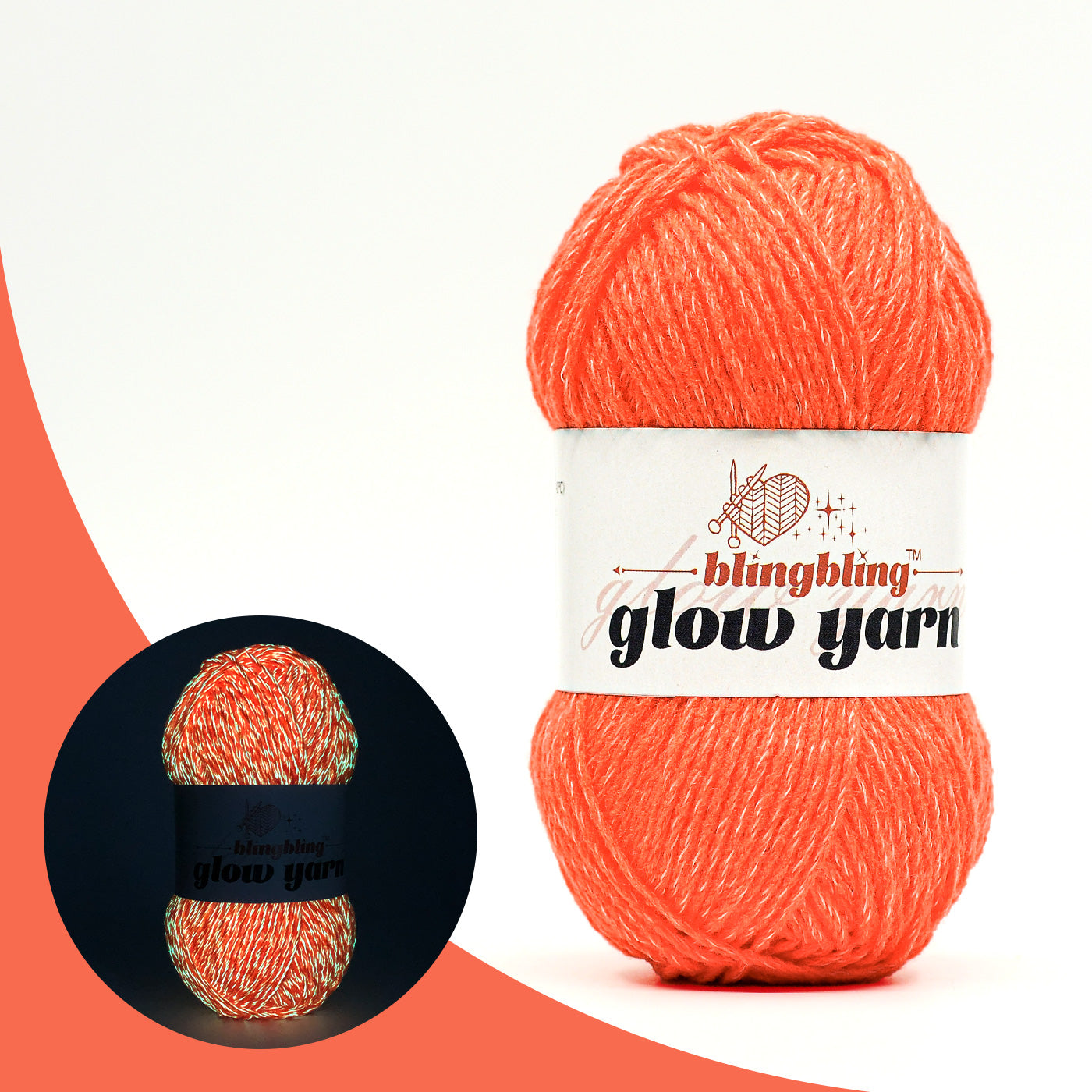 Red Glow in the Dark Acrylic Yarn with Metallic Sparkle Yarn Michaels 5colors Orange Red